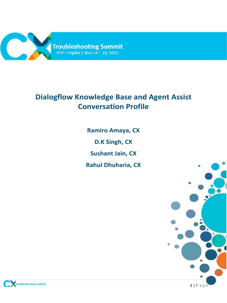 Mission2 Dialogflow Knowledge Base And Agent Assist Conversation