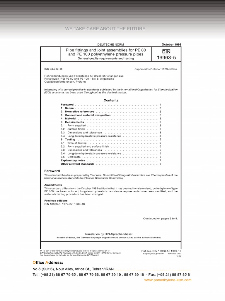 DIN 16963-05 General | PDF | Pipe (Fluid Conveyance) | Applied And Interdisciplinary Physics