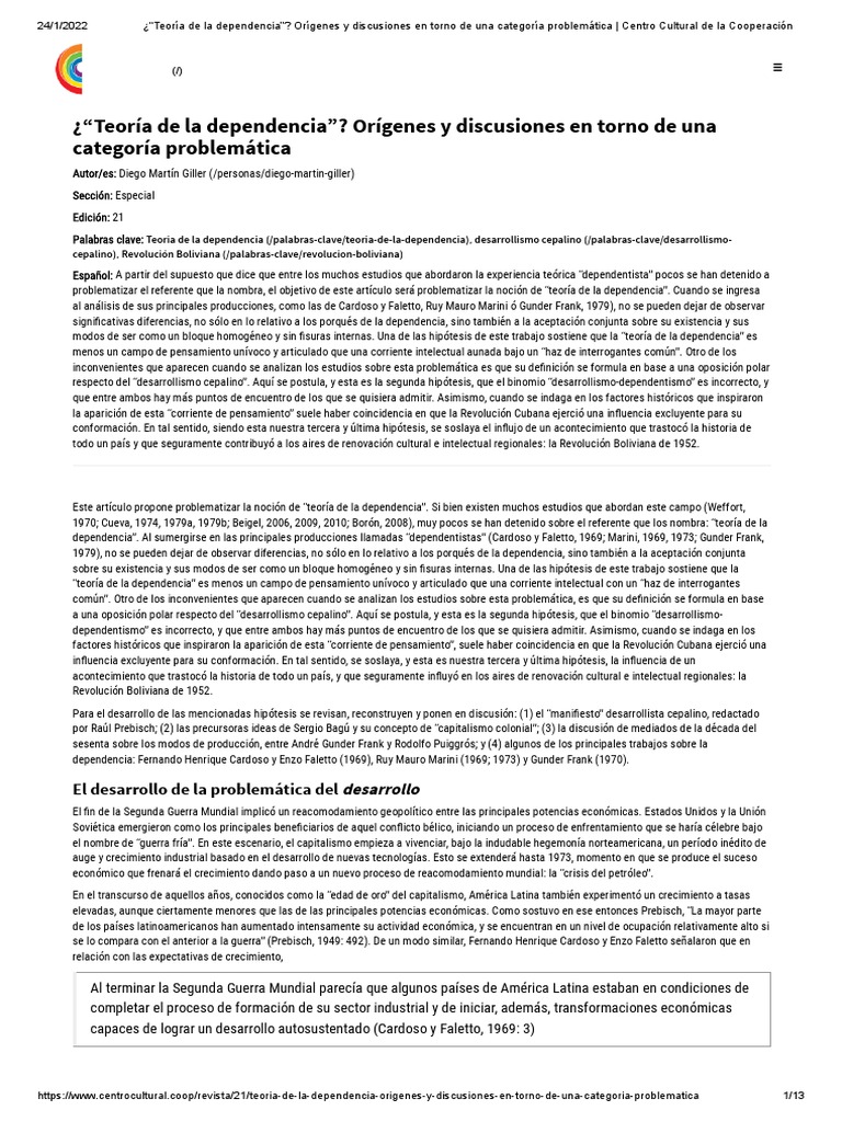 Diego Giler - Teorias de La Dependencia - L | PDF | Capitalismo ...