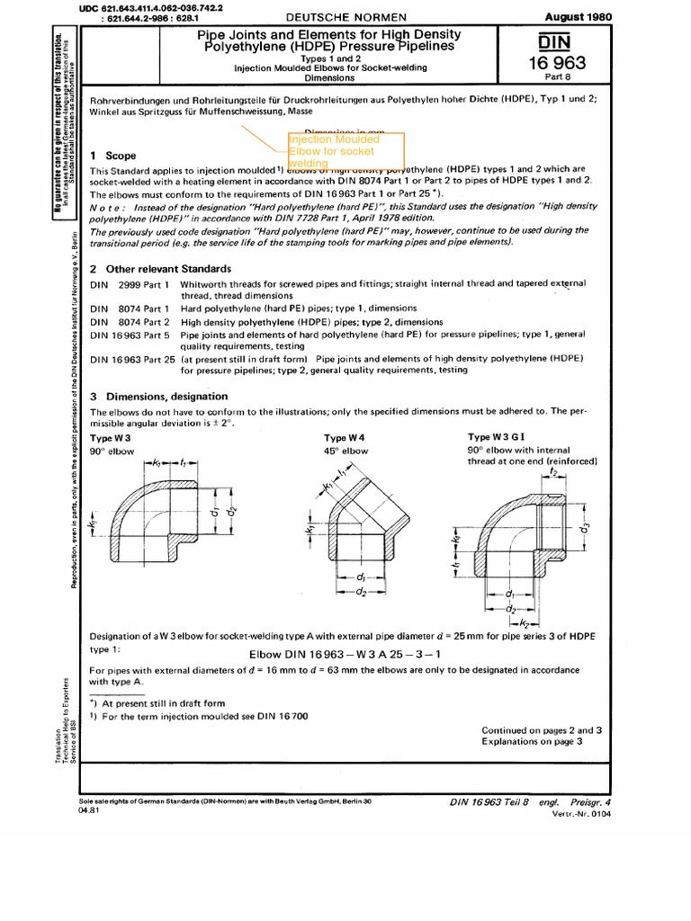 DIN 16963-08 Injection Moulded Elbow for socket welding | PDF