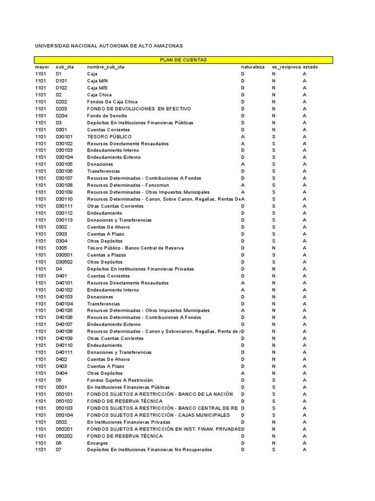 Plan de Cuentas | PDF