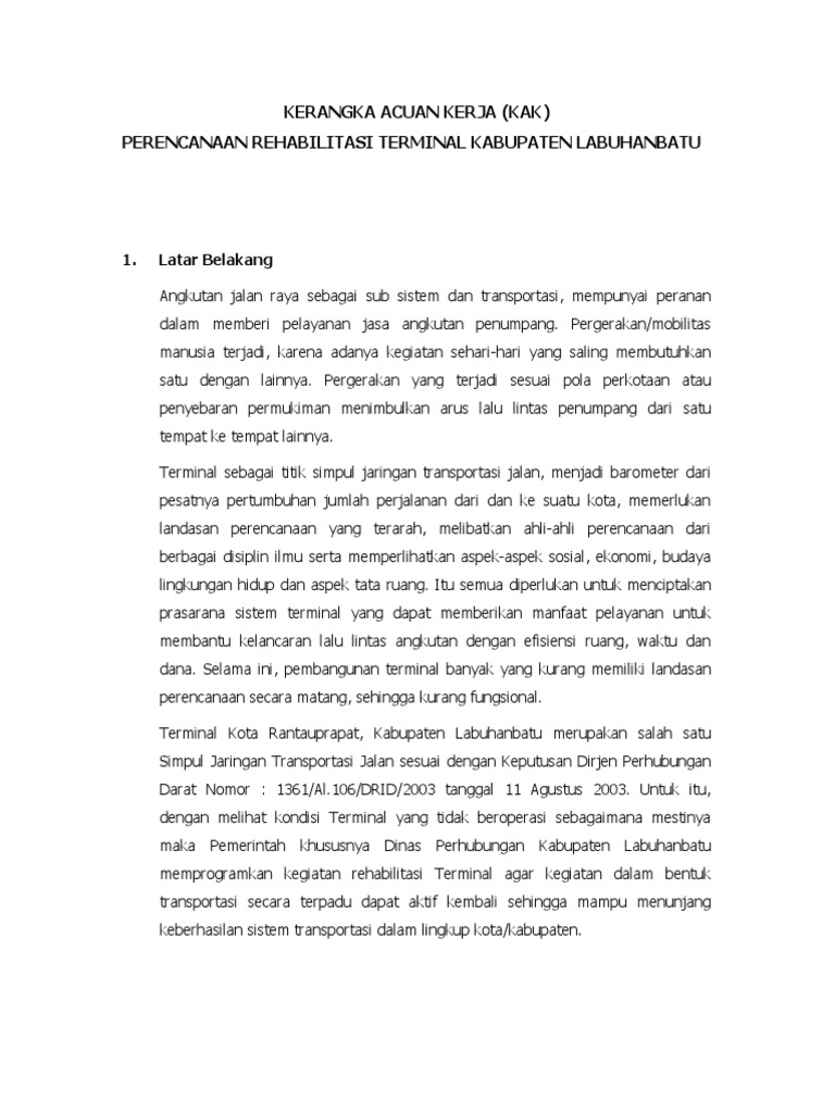 Kak Rehab Terminal Rantauprapat | PDF