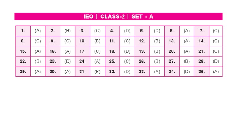 Ieo Set-A Answer Key Class-2 | PDF