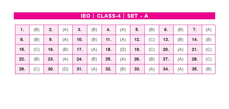 IEO Class 4 Answer Key Set A | PDF | Science & Mathematics | Technology ...