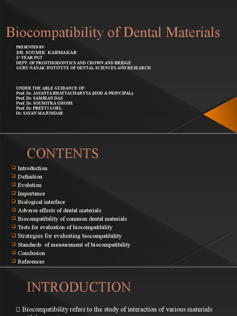 Biocompatibility of Dental Materials | PDF | Allergy | Dental Material