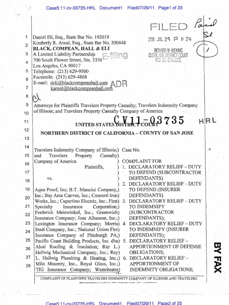 Travelers Insurance Declaratory Relief Case | PDF | Indemnity ...