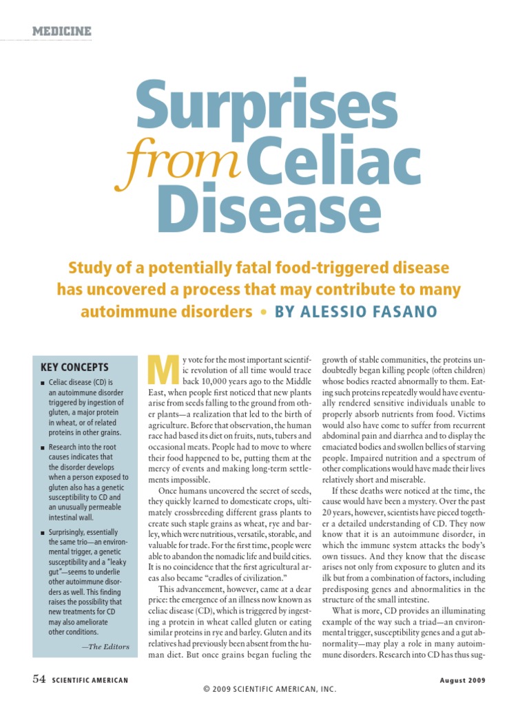 Surprises From Celiac Disease Scientific American August 2009 | PDF ...