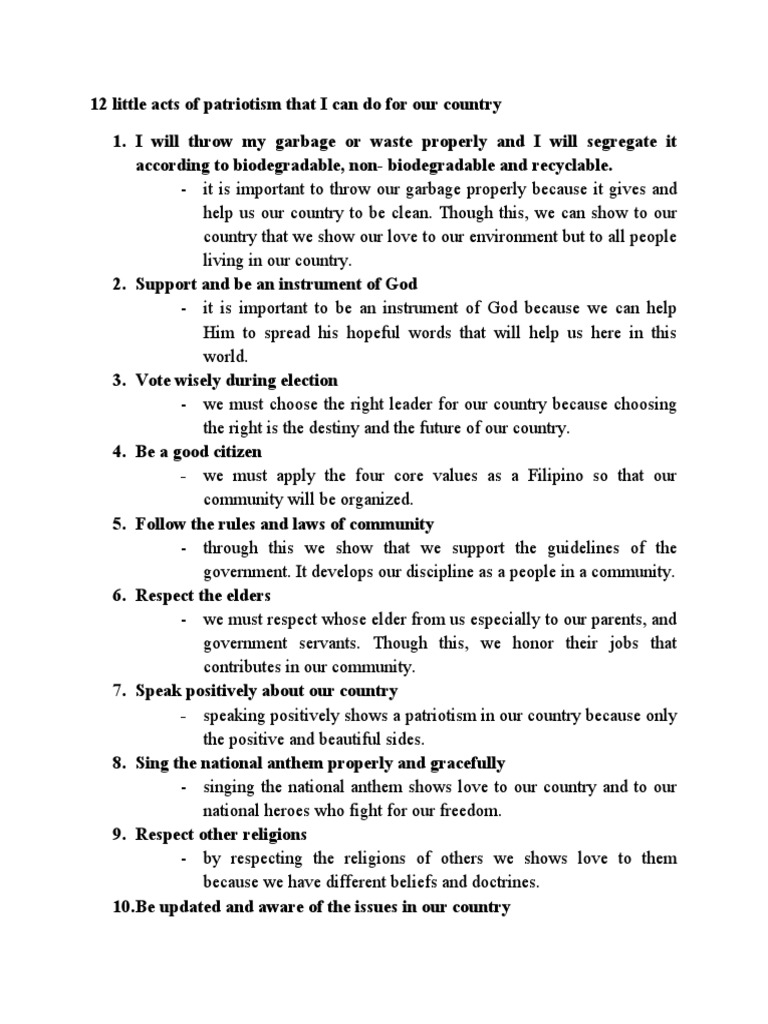 12 Little Acts of Patriotism That I Can Do For Our Country | PDF