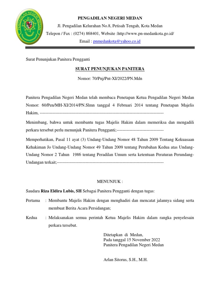 Penunjukkan Panitera | PDF