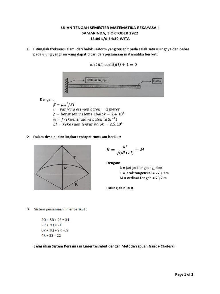 UTS MATEMATIKA REKAYASA III 3 Okt 2022 | PDF | Metode & Bahan Ajar