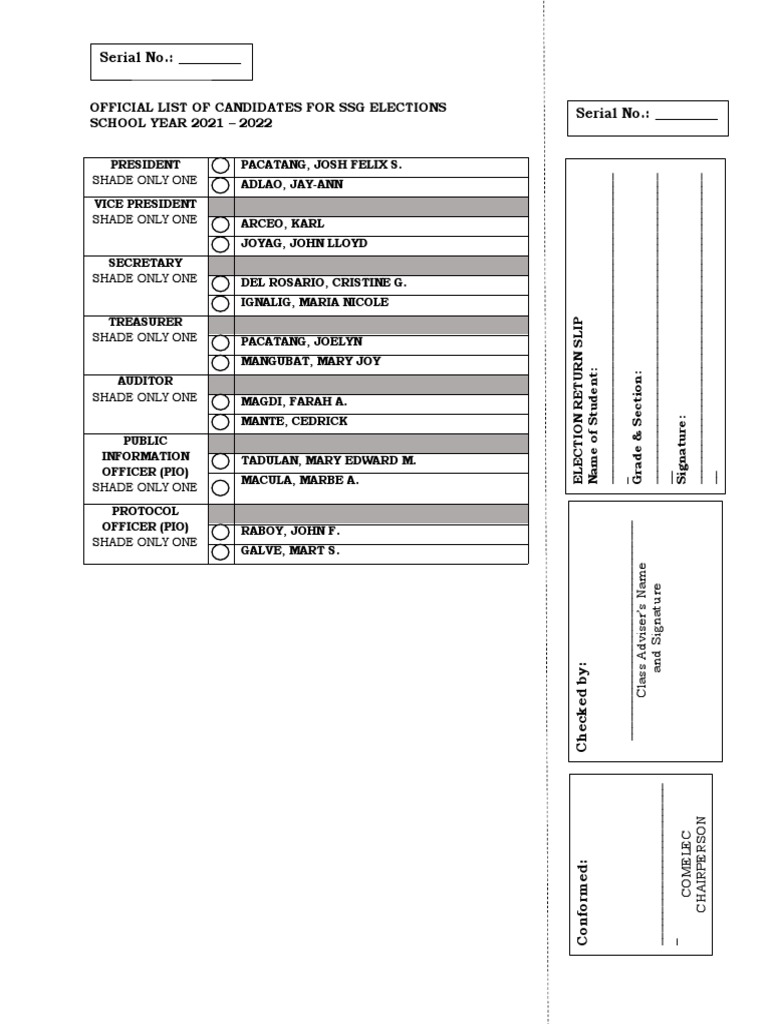 Sample Ballot | PDF | Government | Elections