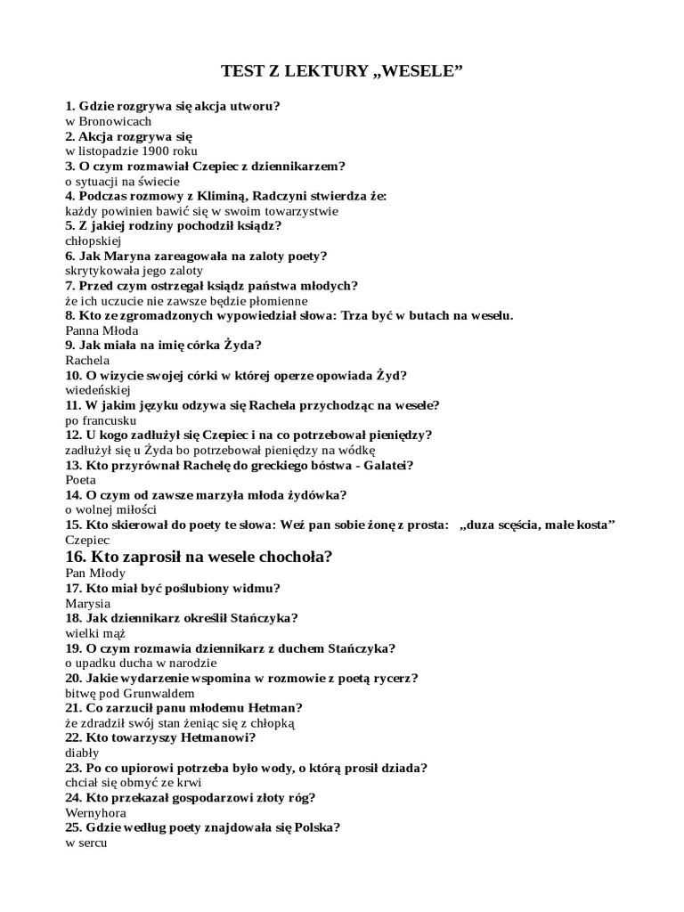 Wesele Test | PDF