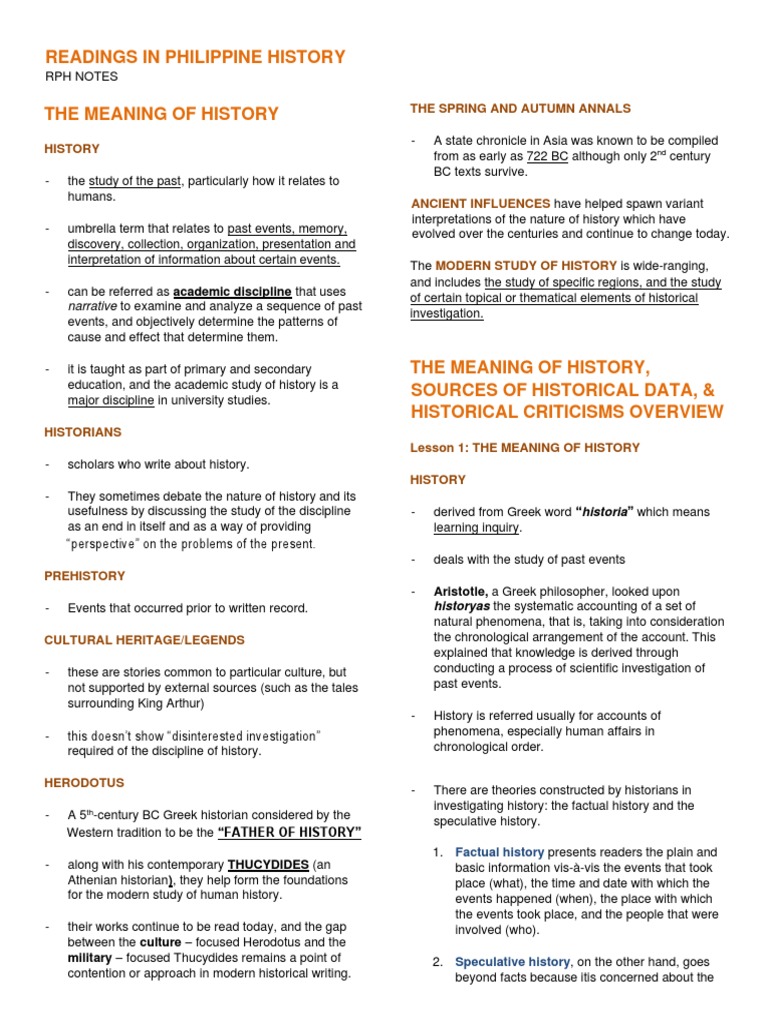 RPH Meaning of History 1 | PDF | Historian | Historiography