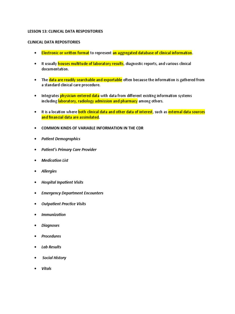 Lesson 13 | PDF | Electronic Health Record | Databases