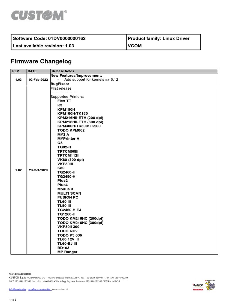 Changelog Driver Linux VCOM | PDF | Computer Hardware | System Software