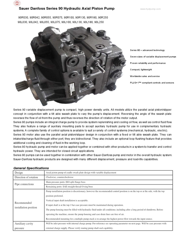 Sauer Danfoss 90 | PDF | Pump | Pressure