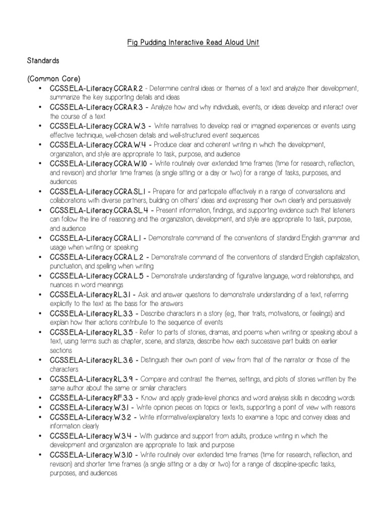 FigPuddingNovelStudyLessonPlan 1 | PDF | English Language | Narration