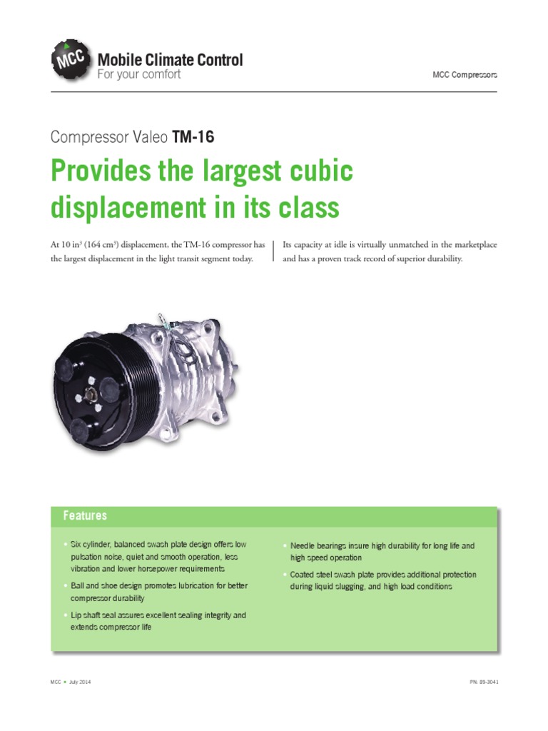 TM16 Compressor Datasheet Web | PDF