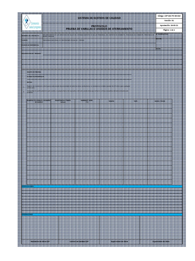 CSP-SGC-PC-06-014 Prueba de Varillas o Anodos de Aterramiento | PDF