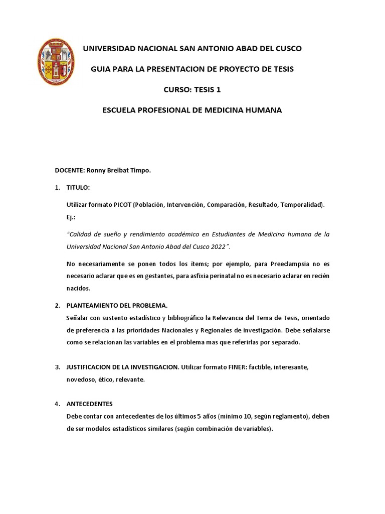 Guía de Tesis para Medicina UNASAC | PDF | Estadísticas | Muestreo ...