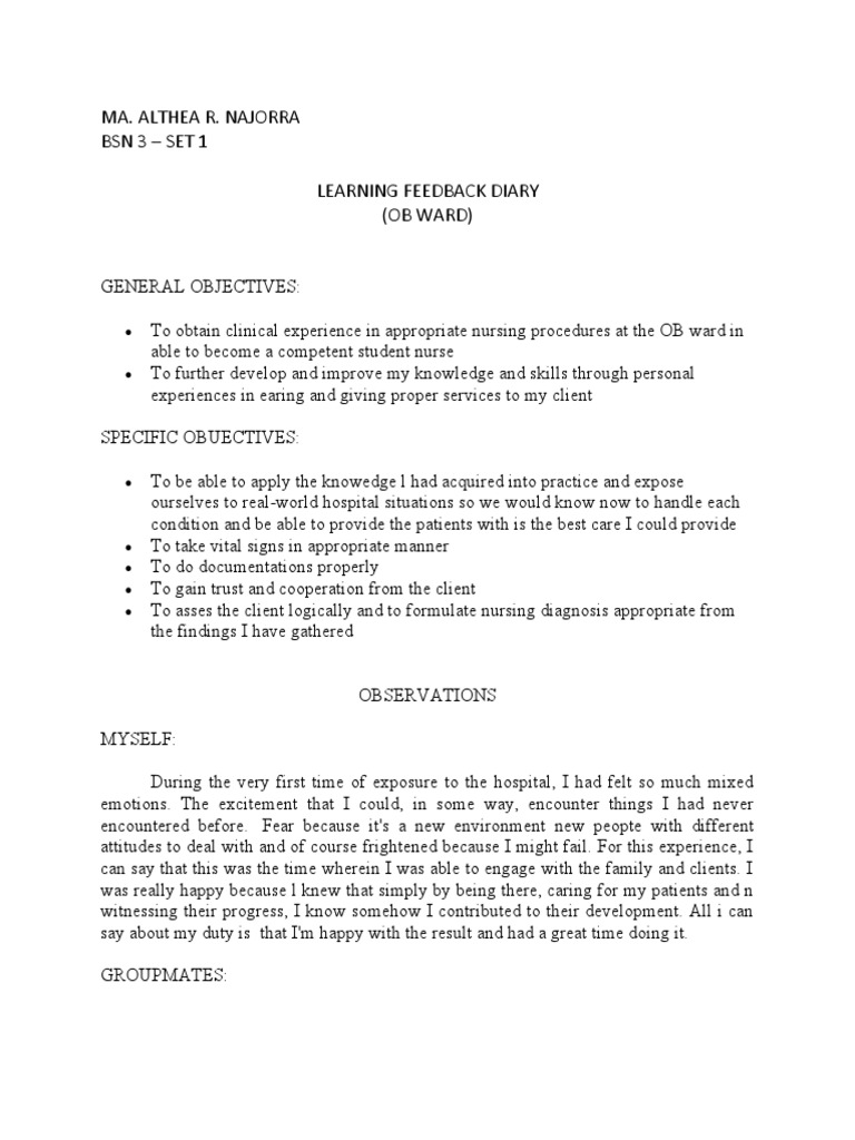 LFD Ob Ward | PDF | Nursing | Patient