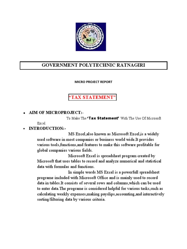 Ict Microproject | PDF | Microsoft Excel | Spreadsheet