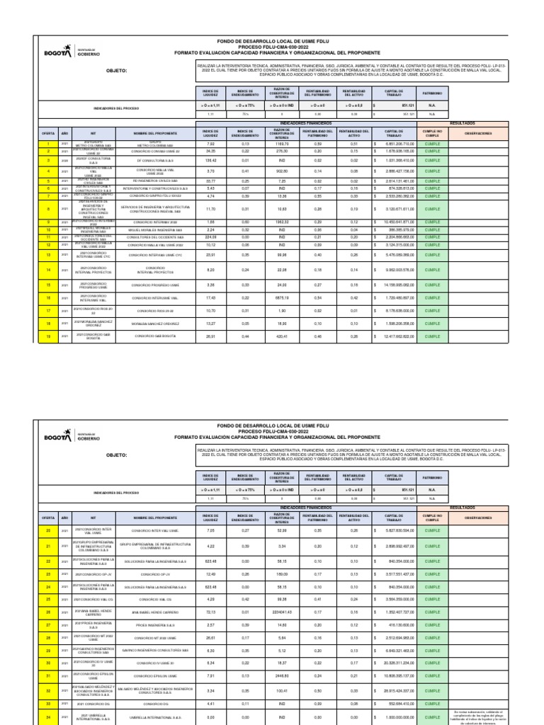 Evaluación Financiera Definitiva FDLU-CMA-030-2022 | PDF