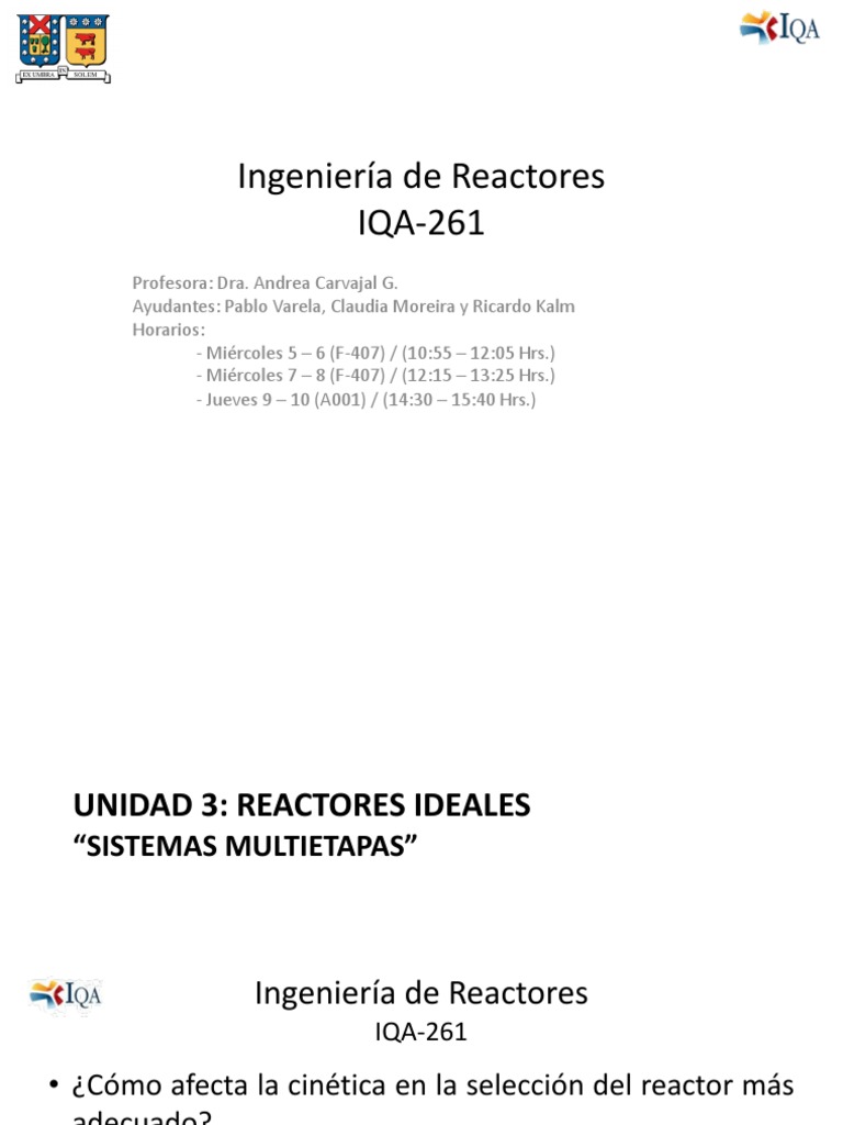Sesión4 - Reactores Multietapas | PDF | Reactor Quimico | Física Aplicada e Interdisciplinaria