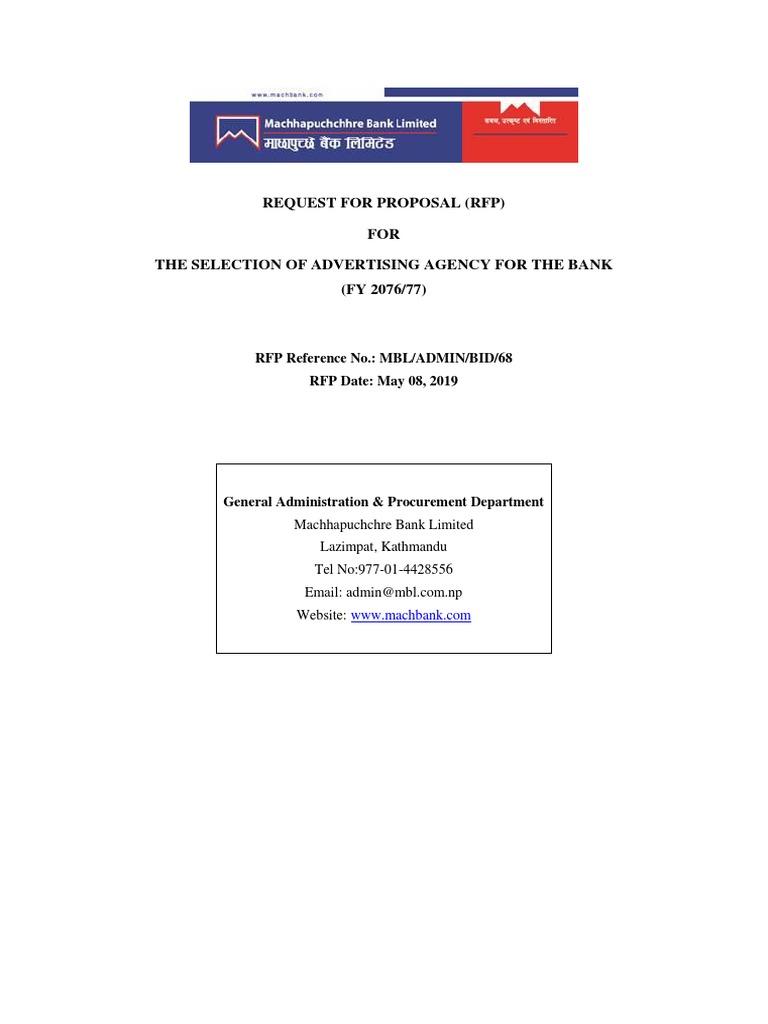 RFP for Bank Advertising Agency Selection | PDF | Request For Proposal ...