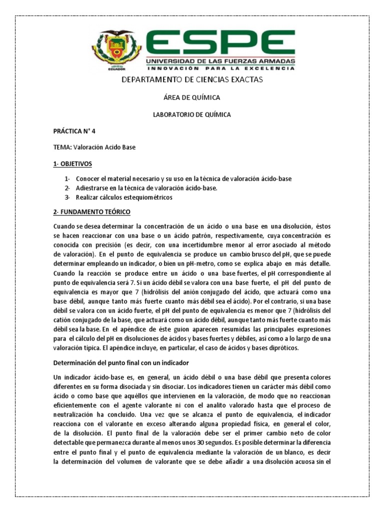 Práctica 4 Quim Pdf Ph ácido