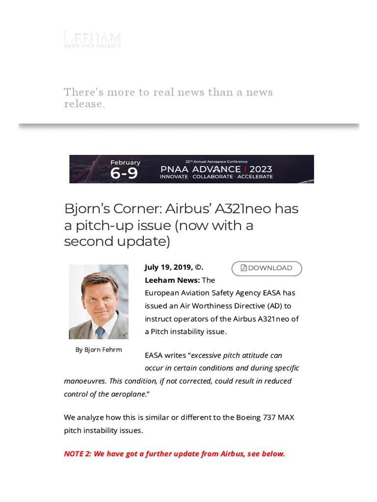 Bjorn's Corner - Airbus' A321neo Has A Pitch-Up Issue (Now With A ...