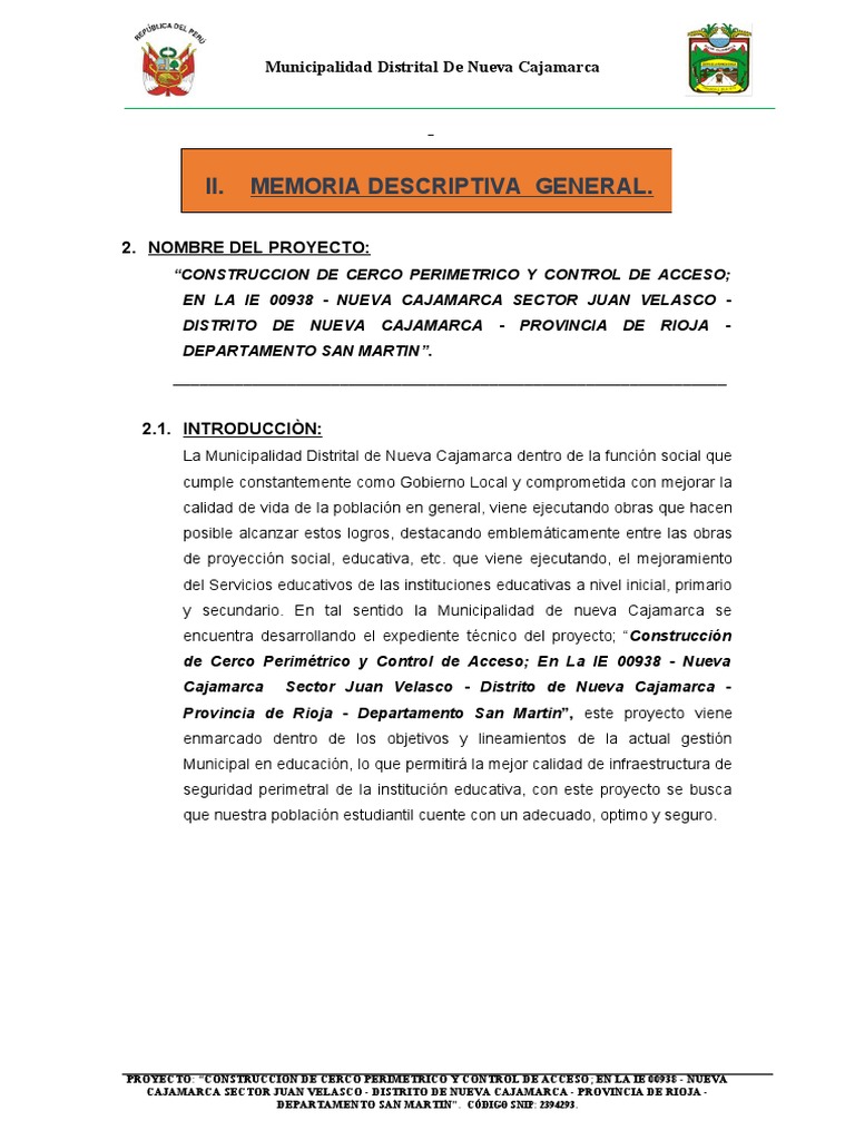 Memoria Descriptiva General | PDF | Hormigón | Fundación (Ingeniería)