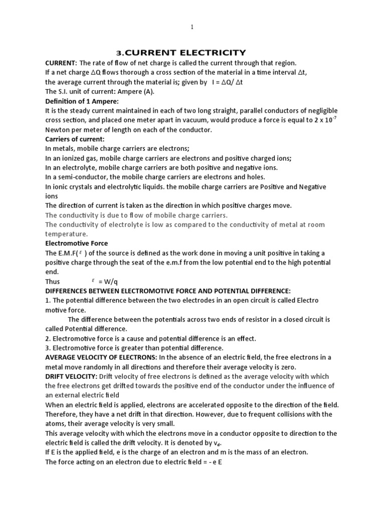 3 Current Electricity | PDF | Electrical Resistivity And Conductivity | Electrical Resistance ...