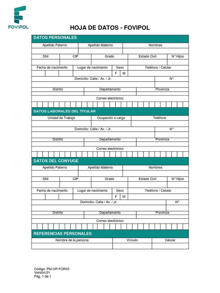 Hoja de Datos - Completar | PDF