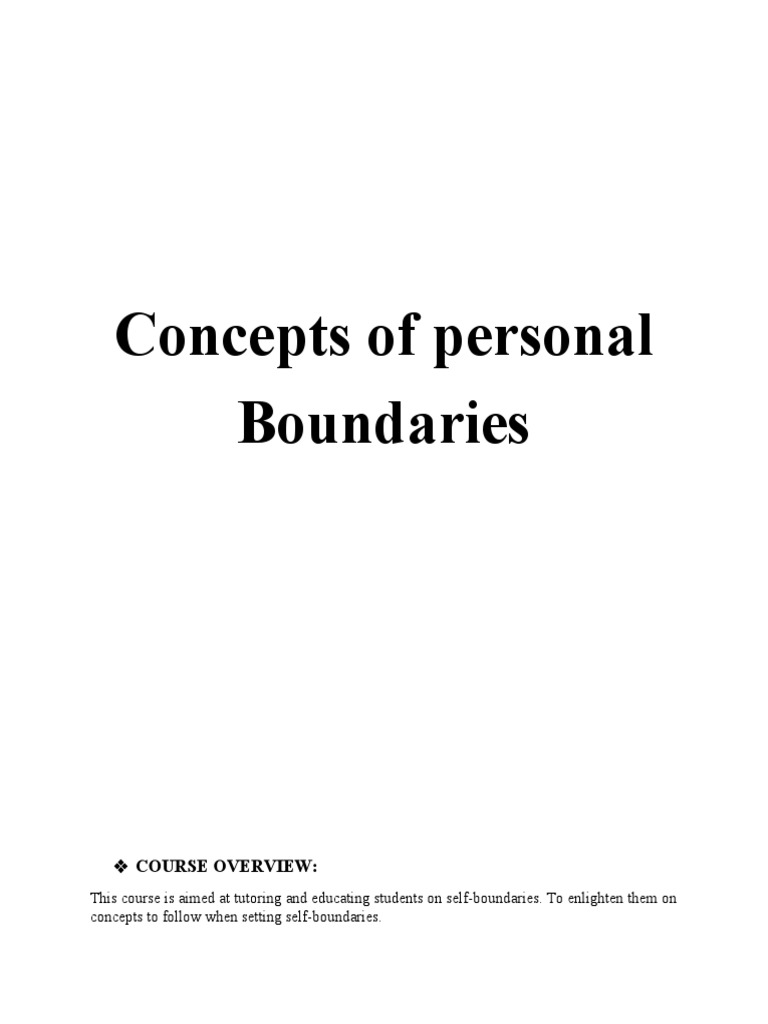 Concepts of Personal Boundaries | PDF | Self Esteem | Psychology