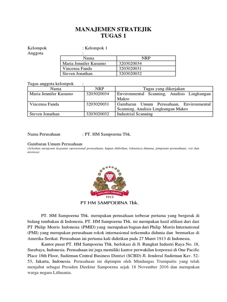 Kel 1 - PT. HM Sampoerna TBK | PDF