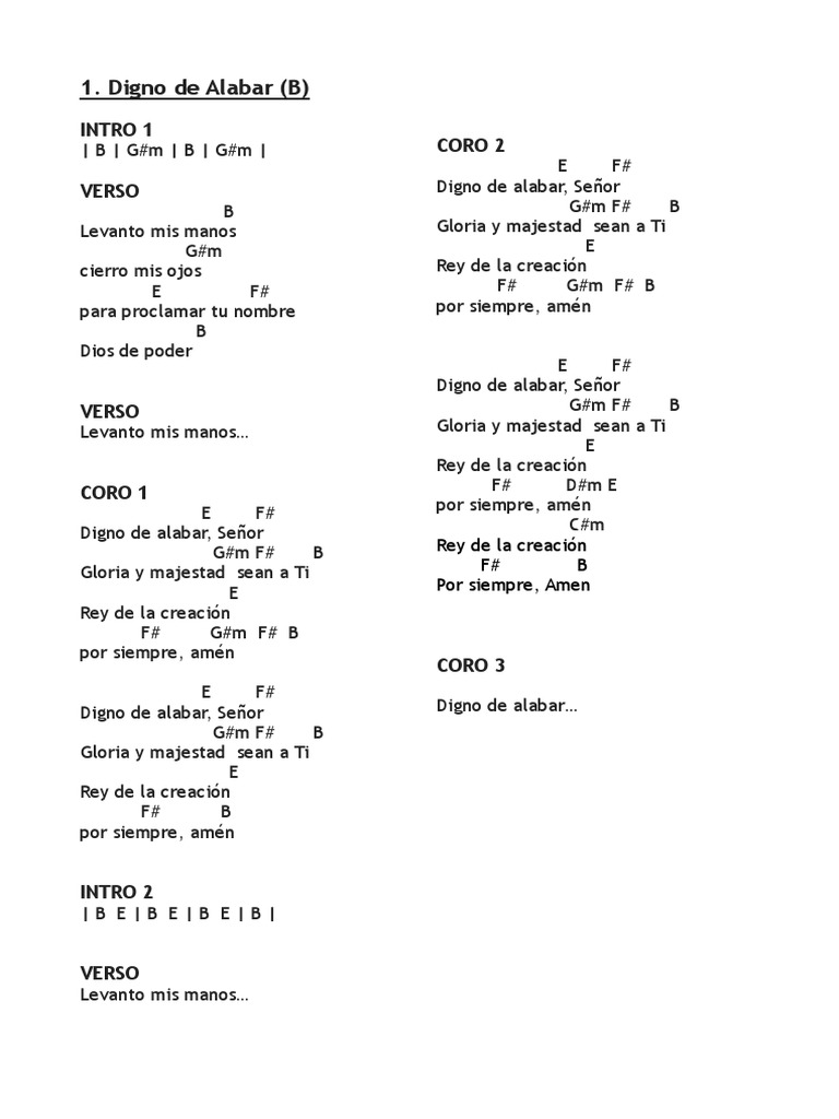 01 Digno de Alabar (Acordes) | PDF