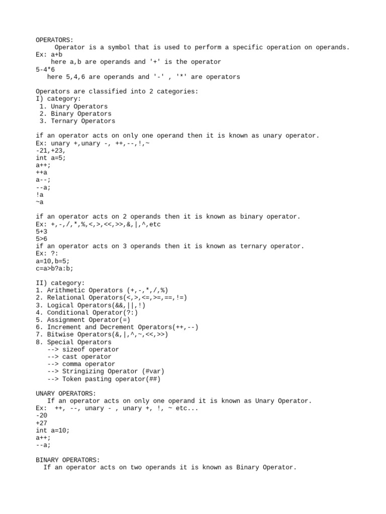 Operators | Download Free PDF | Computer Programming | Mathematics