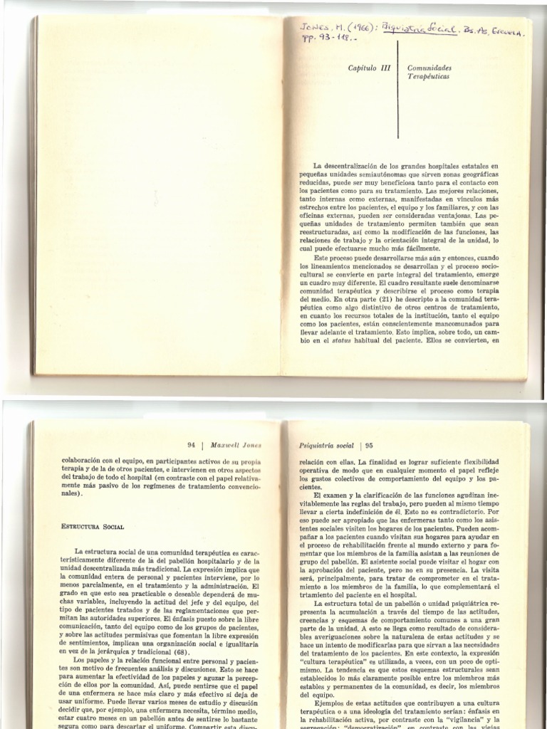 Maxwell Jones-PsiquiatríaSocial-CT | Descargar gratis PDF | Experiencia ...