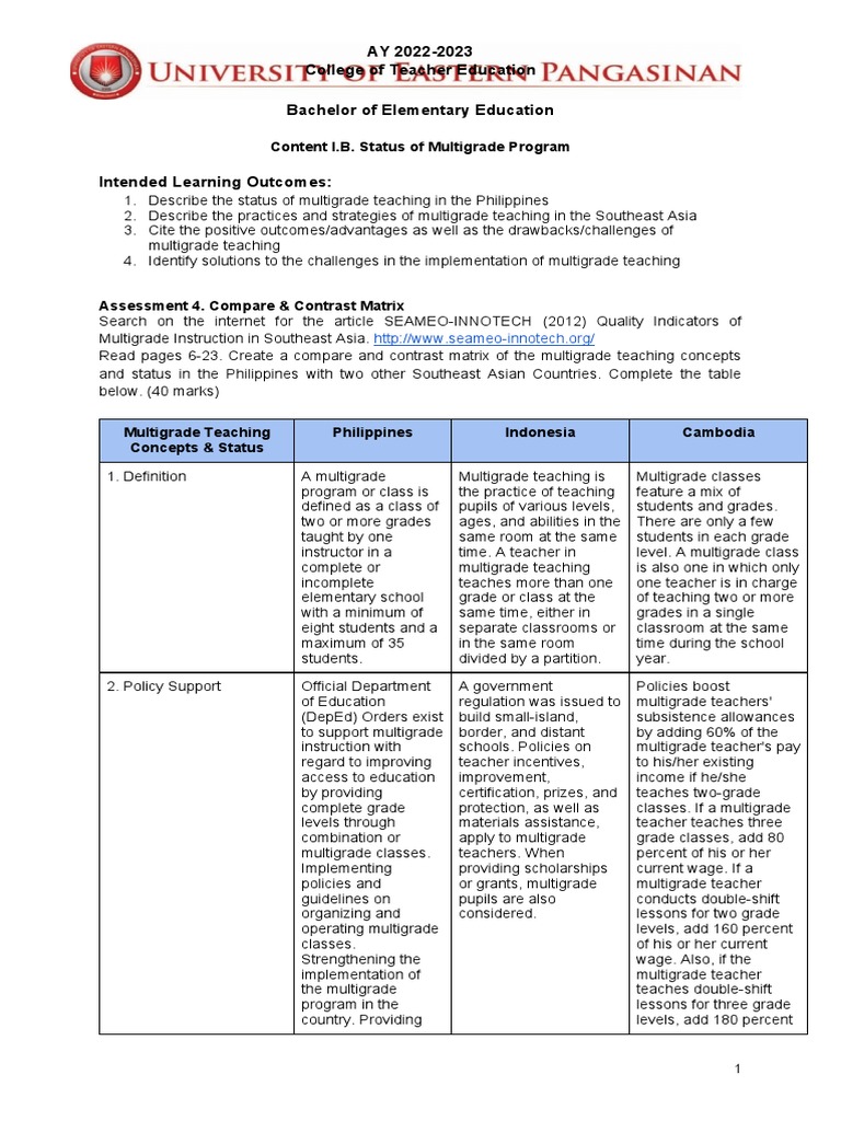 Assessment On MultiGrade Classes | PDF | Educational Assessment | Teachers