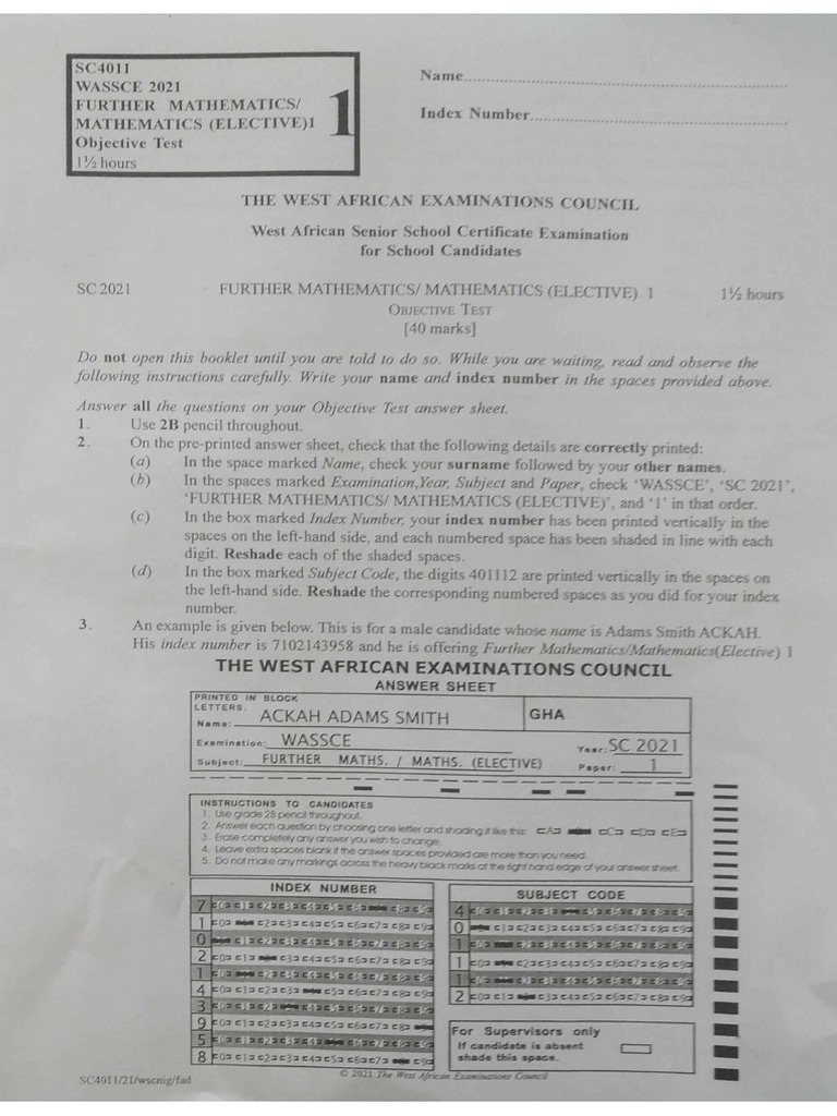 Wassce 2021 Emaths | PDF