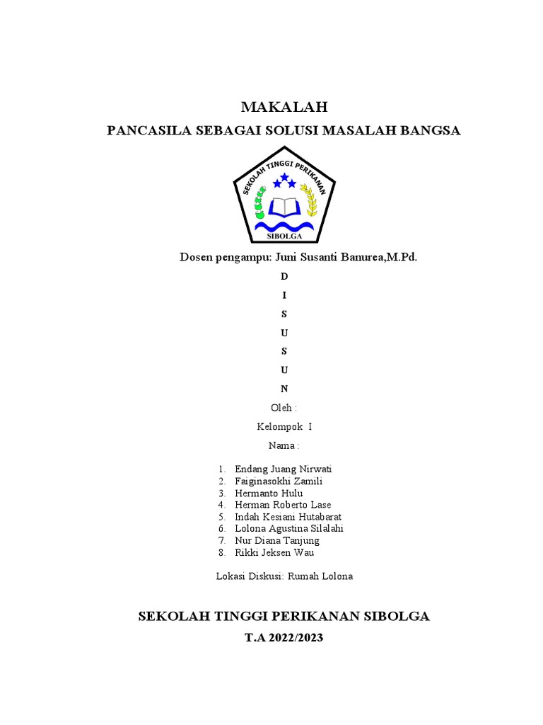 Makalah Pancasila Sebagai Solusi Masalah Bangsa | PDF