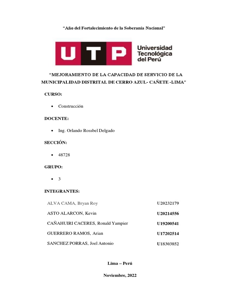 Grupo N°03 - CONST - 48728 - Avance de Proyecto 04 | PDF | Albañilería | Hormigón