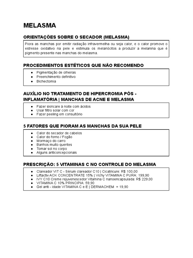 Tratamento e Cuidados para Melasma | PDF