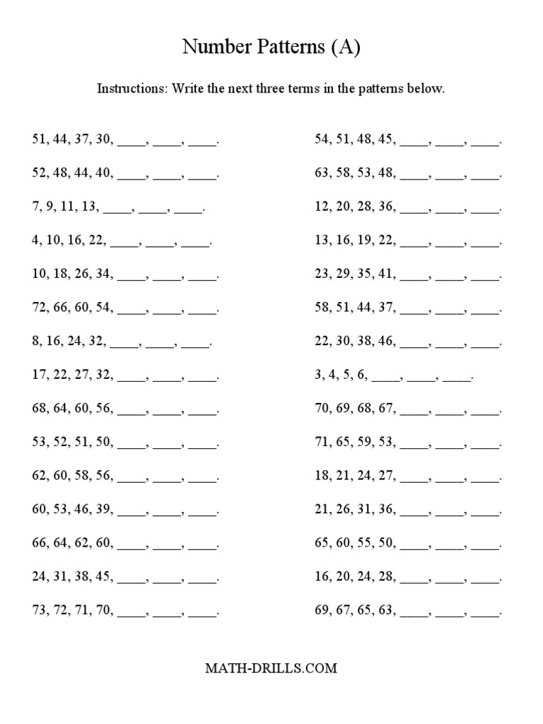 Secuencia Números (Number Patterns) | PDF | Teaching Methods & Materials | Technology & Engineering
