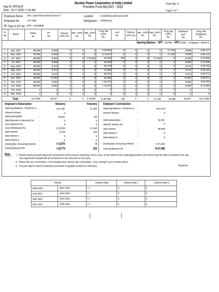 VLPK PF Statement | PDF | Financial Services | Economies