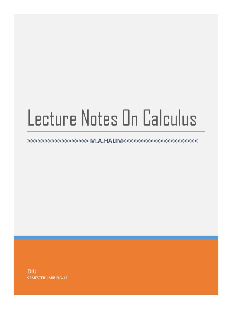 Lecture Note On Calculus | PDF | Function (Mathematics) | Variable ...