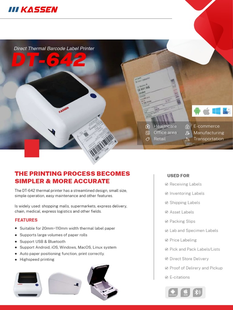 DT-642 Thermal Barcode Label Printer | PDF | Barcode | Computing