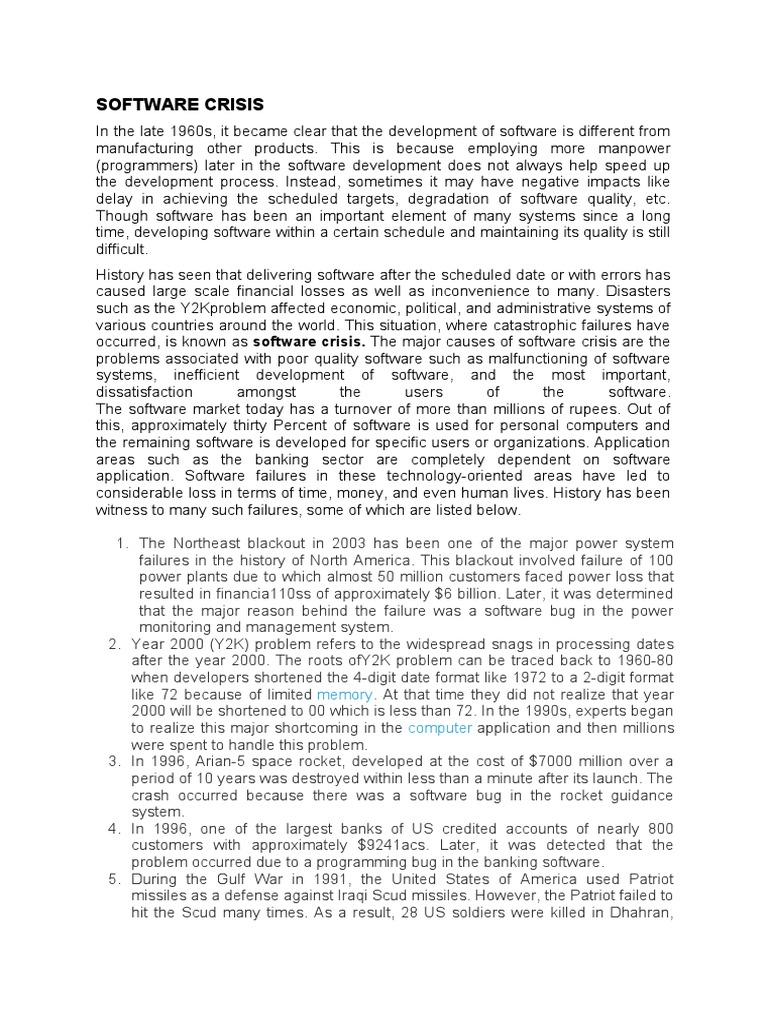 Software Crisis | PDF | Software | Software Bug