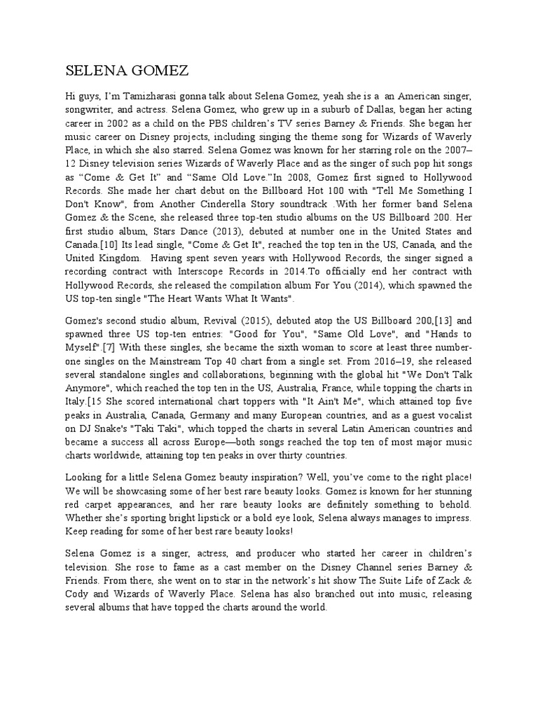 Selena Gomez: An overview of her career as a singer, actress and ...